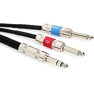 Pro Co 10 Feet IPBQ2Q-10, 1/4 Inches TRS to (2) 1/4 Inches TS Insert Cable