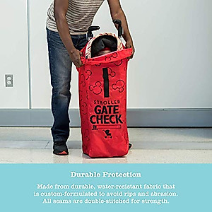 J.L. Childress Disney Baby Gate Check Bag for Single Umbrella Strollers - Disney Stroller Bag for Airplane - Stroller Travel Bag for Airplane - Red, Mickey Mouse