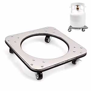 KOBSAINF 304 Movable Propane Cylinder Base,Propane Tank Stand Dolly with Brake Wheel,5-30ib Gas Cylinder Fixed Shelf for Cylinder Consignment and Stationary Storage,Used to Carry Buckets