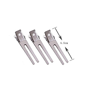 50 Pcs Double Prong Hair Clips Curl Clips 1.77 Inches Metal Alligator Hair Pins Styling Clips for Salon Hair Extensions