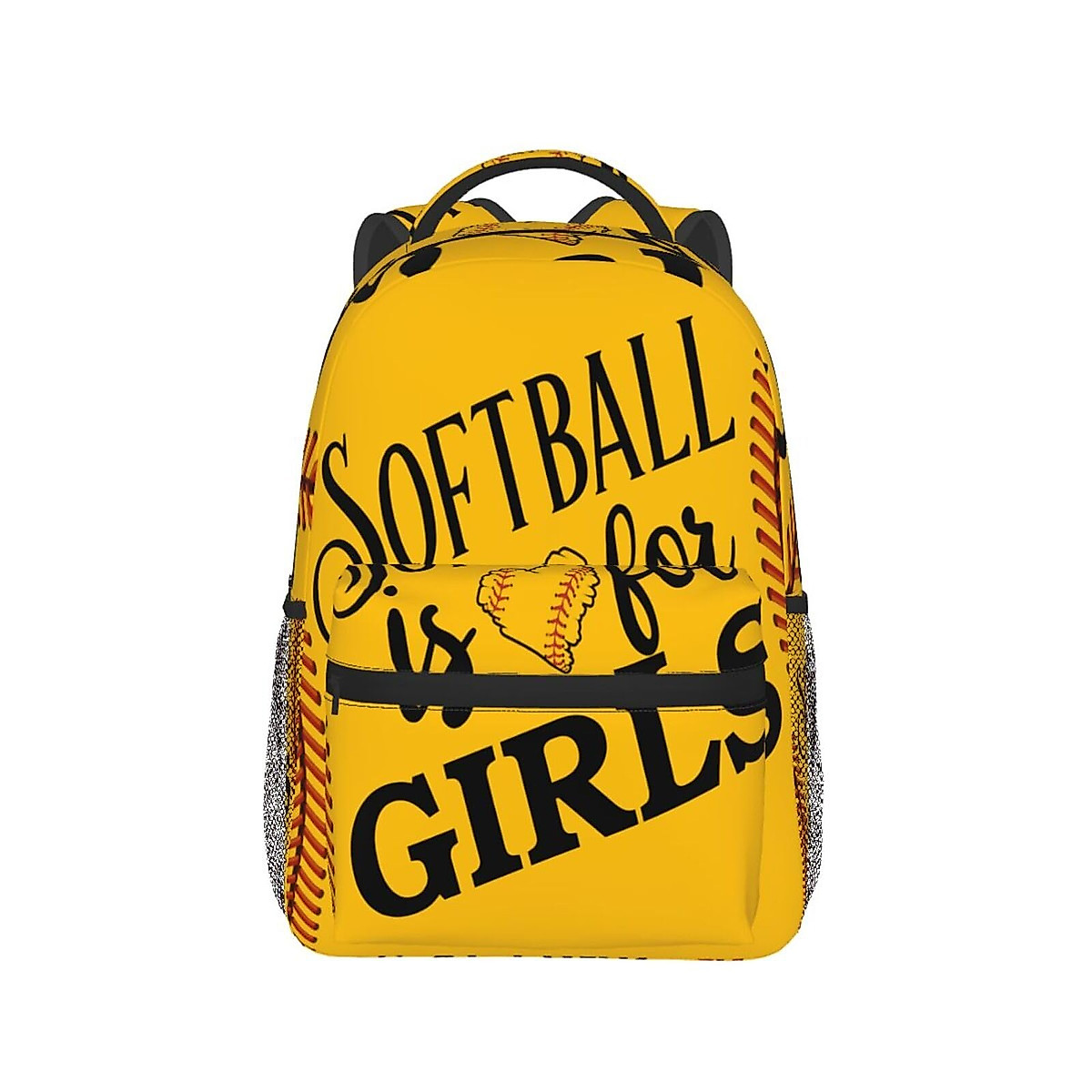 Yellow Softball Backpack for Boys Girls Elementary School Bags Back to School Gift Softball Mom Bookbag 2nd 3rd 4th 5th 6th Grade
