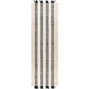 Mark&Day Wool Rugs, 2x8 Lavant Modern Black Runner Area Rug, Black Beige Brown Carpet for Hallway, Kitchen, Bedroom or Living Room (2'6" x 8' Runner)