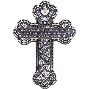 Cathedral Art (Abbey & CA Gift First Holy Communion Message Cross with Space for Engraving on Back, 5-1/2-Inch