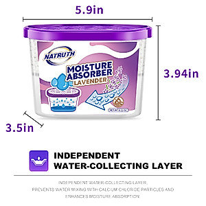 NATRUTH Moisture Absorbers with Lavender Scent,9-Pack Portable Closet Dehumidifier, Odor Eliminator Absorber Bucket, Unscented Humidity Absorber,Cleaner Air Dehumidifier for Closet,Bathrooms