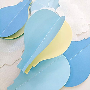 AZOWA Big Size Hot Air Balloon Decorations Blue Paper Garlands for Baby Shower Pack of 2