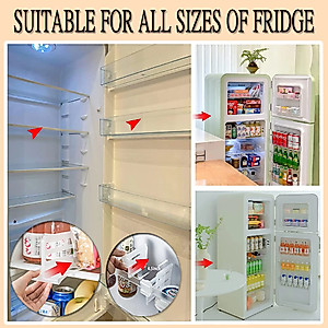 16Pcs Fridge Divider set, 8 Bigger Refrigerator Dividers for Glass Shelves in Freezer Cupboard Cabinet Drawer, with 8 Smaller Adjustable Fridge Dividers for Fridge Door Organizer Grid Separator.