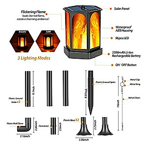 Solar Lights, Outdoor Garden Hanging Lantern, Outdoor Flickering Flame, Solar Lantern Outdoor Hanging Lanterns Decorative, Outdoor Lighting Solar Powered Waterproof LED Flame Lights for Patio Garden
