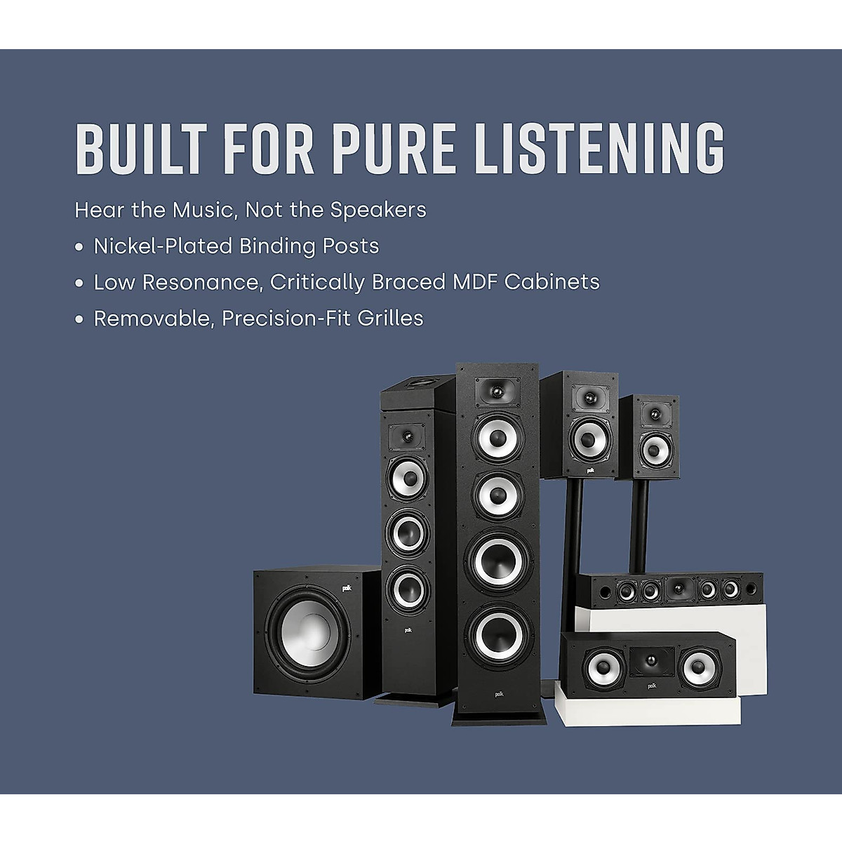 Polk Monitor XT60 Tower Speaker - Hi-Res Audio Certified, Dolby Atmos, DTS:X & Auro 3D Compatible, 1" Tweeter, 6.5" Dynamically Balanced Woofer, (2) 6.5" Passive Radiators (Single, Midnight Black)