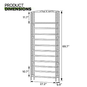 Magshion Tall Book Shelf 6-Tier Bamboo Open Bookshelf Adjustable Multifunctional Shelving Unit Freestanding Shelf, 27.2" Length Storage Rack Display Stand for Home and Office (Brown)