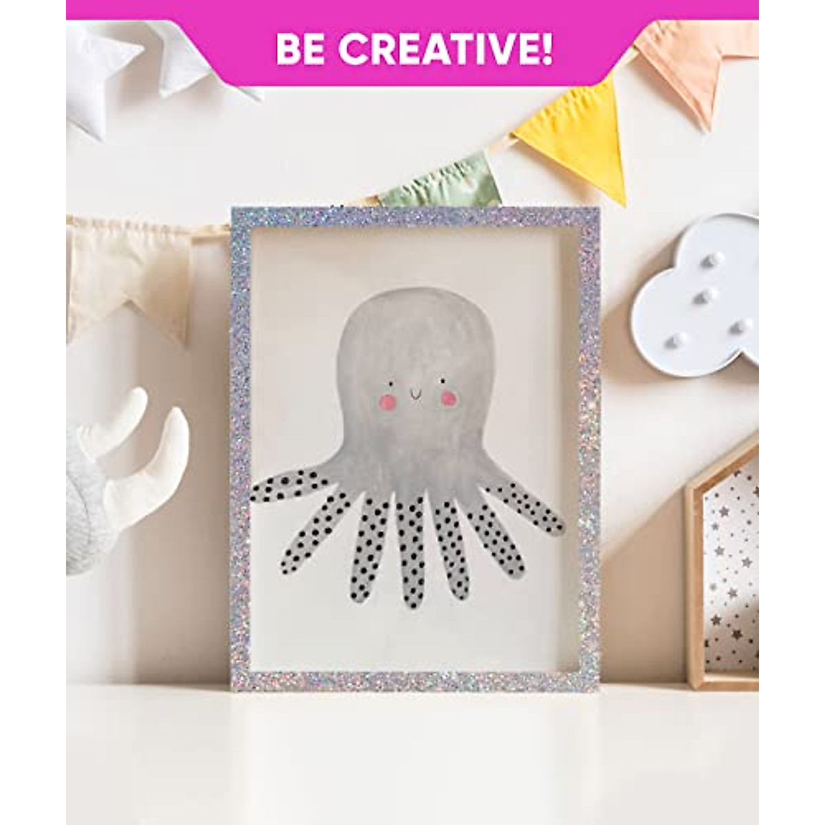 Glitter for Paint [5.3oz] – Holographic Silver with 2 x Buffing Pads – Glitter for Painting Walls for Luminous Paint Finish on Interior or Exterior Walls, Ceilings, and Wood - Glitter Paint Additive