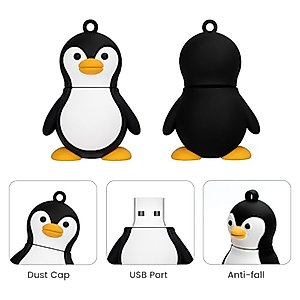 USB Flash Drive 64GB Cute Penguin Model USB Drive Thumb Drives USB 2.0 Memory Stick for External Data Storage