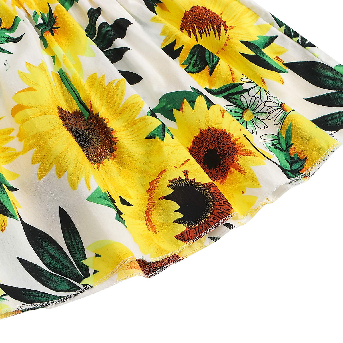 Toddler Kids Baby Girl Summer Dress Clothes Floral Ruffle Strap Dresses Backless Princess Sundress Playwear Outfits (White Sunflower, 18-24 Months)