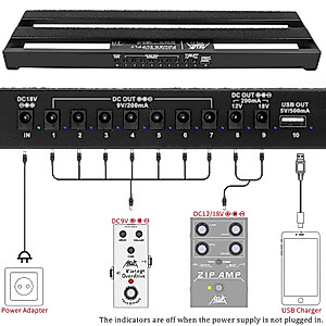 AKLOT Guitar Pedal Board with Built-in Power Supply Guitars Effect Pedalboard Aluminium Alloy Power Supply 19" x 5" with Bag, Pedal Cable