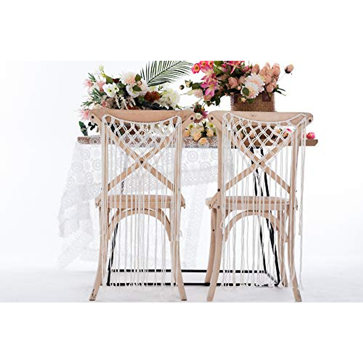 Hysunland Macrame Chair Decor for Wedding Party Chair Decorations Boho Home Décor, Set of 2