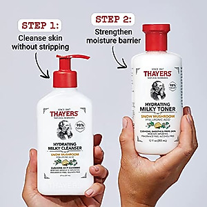 Thayers Milky Hydrating Face Toner with Snow Mushroom, Hyaluronic Acid and Elderflower, Dermatologist Recommended Gentle Alcohol Free Facial Skincare for Dry and Sensitive Skin, Paraben Free, 12 FL oz