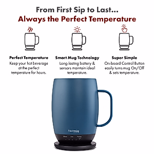 Nextmug Plus - Temperature-Controlled, Self-Heating Coffee Mug (Slate Blue - 18 oz.)