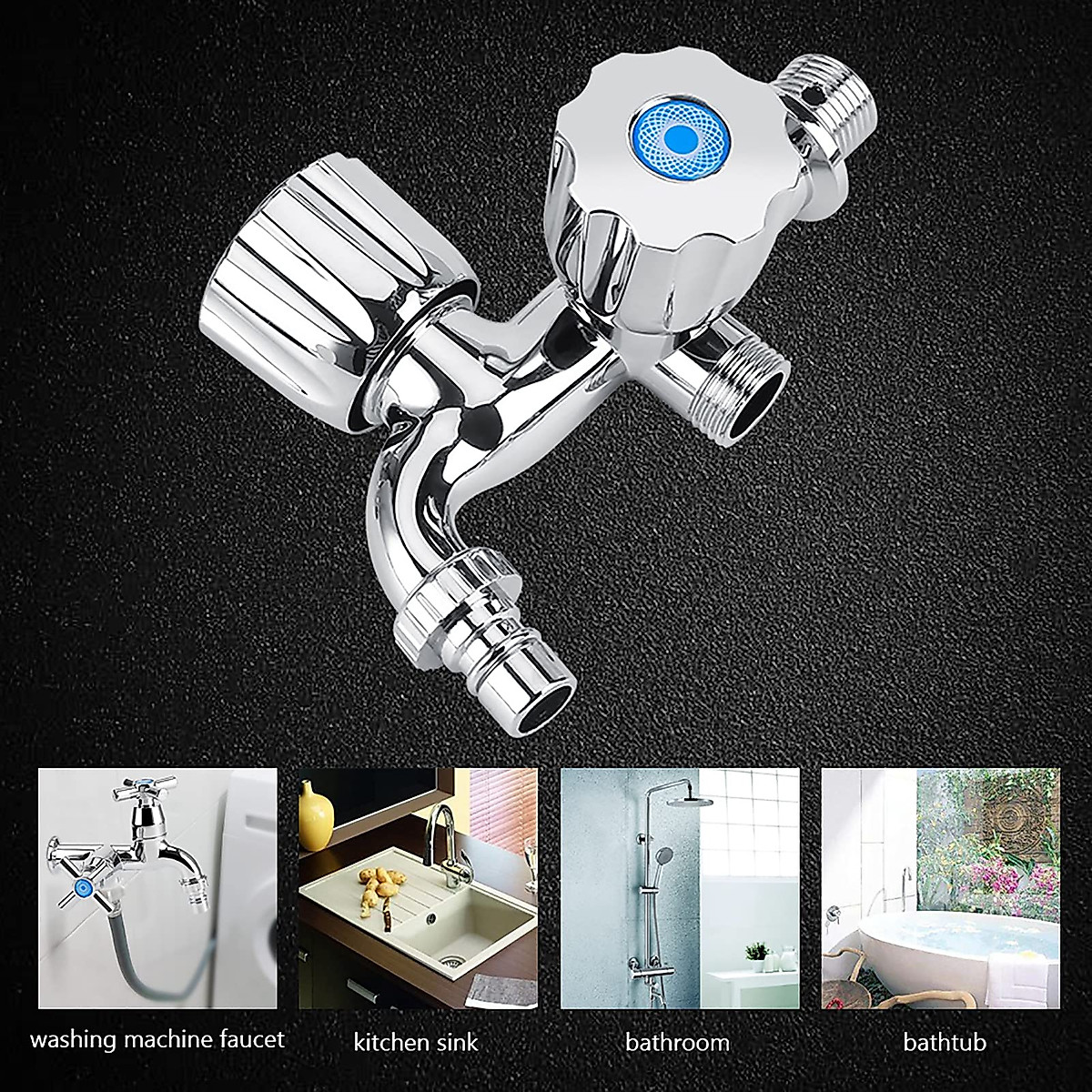 BORDSTRACT Water Tap, Double Cold Water Spouts ABS Plastic Water Tap Bathtub Kitchen Sink Faucet G1/2(Shutter Handle G 1/2)