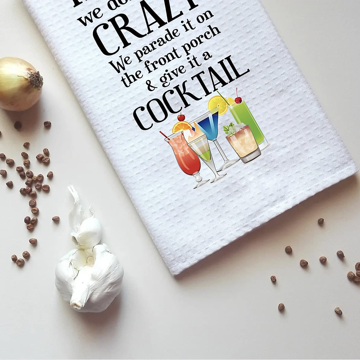 TSOTMO Cocktail Drinking Gift in Our Family We Give It A Cocktail Kitchen Towel Dish Towel (give it a Cocktail Towel)