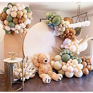 Vivane Retro Avocado Green Ivory White Cocoa Balloon Garland Arch Kit 116pcs Latex Balloons for Safari Jungle Party Balloon Woodland Birthday Party Bridal Shower Decor