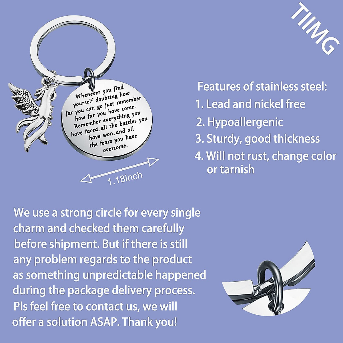 TIIMG Rising Phoenix Nspirational Gifts Phoenix Keychain New Beginning Jewelry Gift For Women Wife Lover (Phoenix whenever)