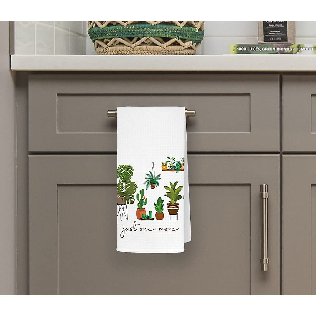 QODUNG Just One More Plant Soft Absorbent Kitchen Towels Dishcloths 16x24 Inch,Gardening Botanical Succulent Boho Decorative Absorbent Drying Cloth Hand Towels Tea Towels for Bathroom Kitchen