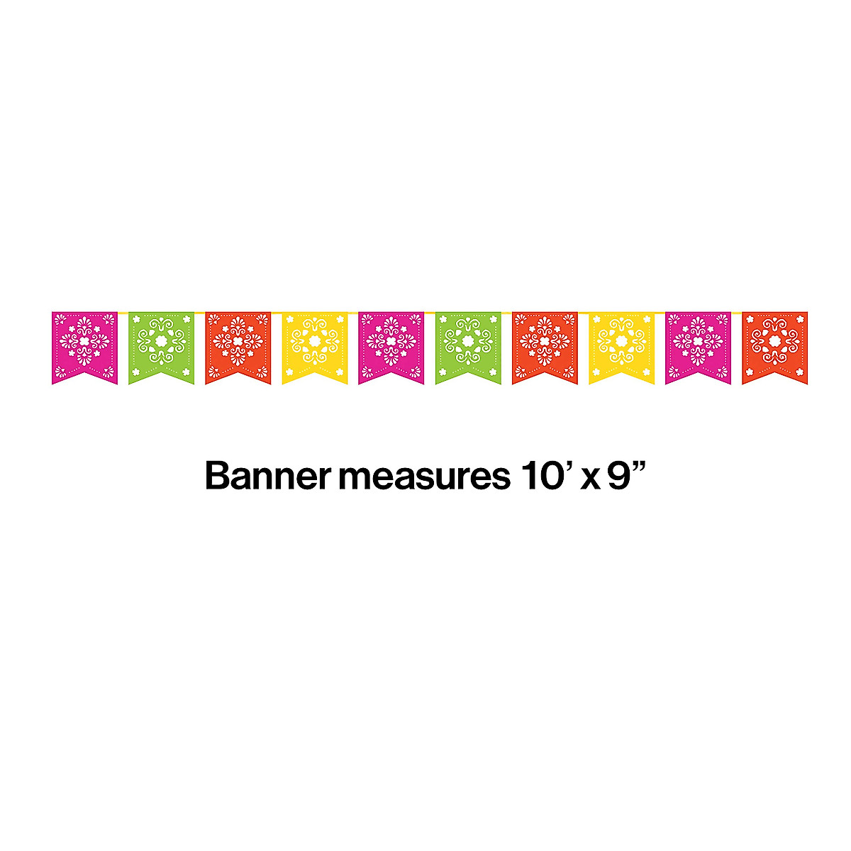 Creative Converting Papel Picado Decorative Banner, 10" x 9ft, Multicolor