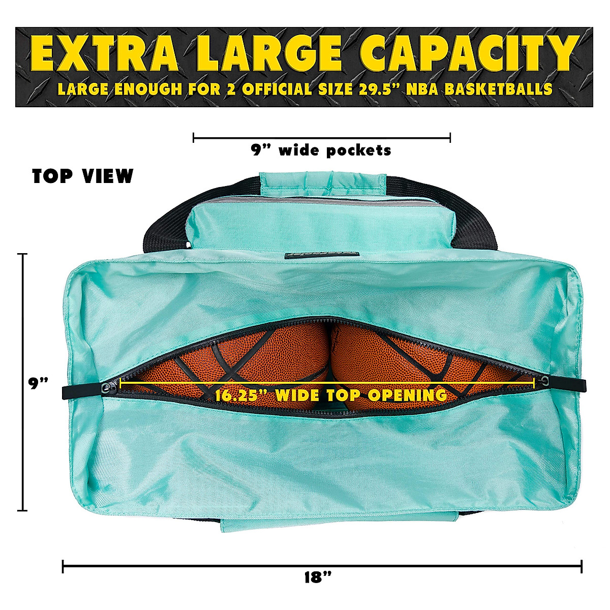 ToteCooler Beach Picnic Mesh Tote Bag with Zipper Top, Dual Internal Sling Bottle Pockets, 3 Exterior Pockets and Insulated Soft Cooler with Anti-Slip Rubber Base Guard (Seafoam)