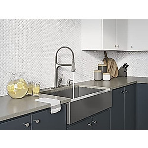 KOHLER R27459-SD-VS Lilyfield Commercial Style Pre-Rinse Single-Handle Semi-Professional Kitchen Sink Faucet, Vibrant Stainless