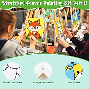 12 Packs Winter Animals Pre Drawn Canvas for Painting, 5" X 7" Animals Theme Pre Printed Canvas for Kids, Pre Stretched Canvas Outline Painting Boards for Beginners Students, Party Favor
