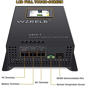 WZRELB 60A MPPT Solar Charge Controller 12V/24V/48 Auto , 18V/36V Manual, Battery Charger Controller，LCD Full Touch Screen Design