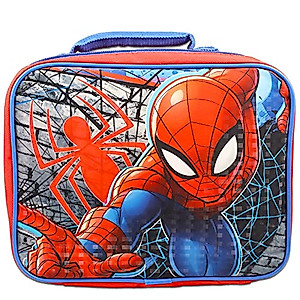 Spiderman Lunch Bag - Bundle with Marvel Spiderman Lunch Box for Boys Girls Kids, Spiderman Drawstring Bag, Water Pouch, Spiderman Stickers, More