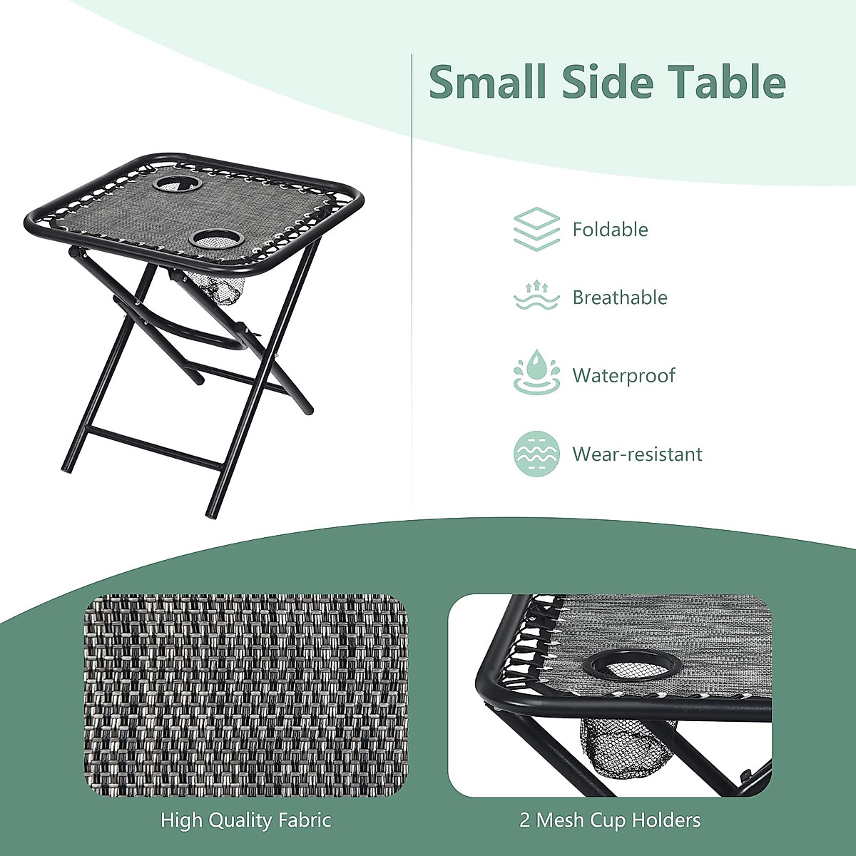 HAPPYGRILL Zero Gravity Lounge Chairs Set with Coffee Table, Folding Reclining Chairs with Side Table and Pillow, 3 Pieces Adjustable Patio Lawn Recliner Set for Outdoor Garden Camp Travel