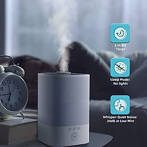 Cool Mist Humidifiers 3.5L Top Fill Humidifiers for Bedroom with Essential Oil Diffuser, 7-Color Lights, Timer, Waterless Auto Shut-off, White