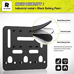 Riuog Battery Holder for Ryobi,Black Metal Wall Mount Bracket for Ryobi 18V Battery and Ryobi P118B Charger,3 Battery Holder and 2 Charger Holder for Tool Room and Garage