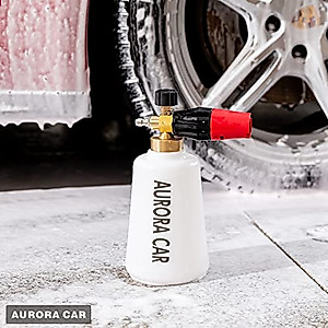 AURORA CAR Foam Cannon, Heavy Duty Car Foam Blaster Wide Metal Neck Bottle Adjustable Snow Foam Lance for Pressure Washer with 1/4" Quick Connector ,not Used with Garden Hose
