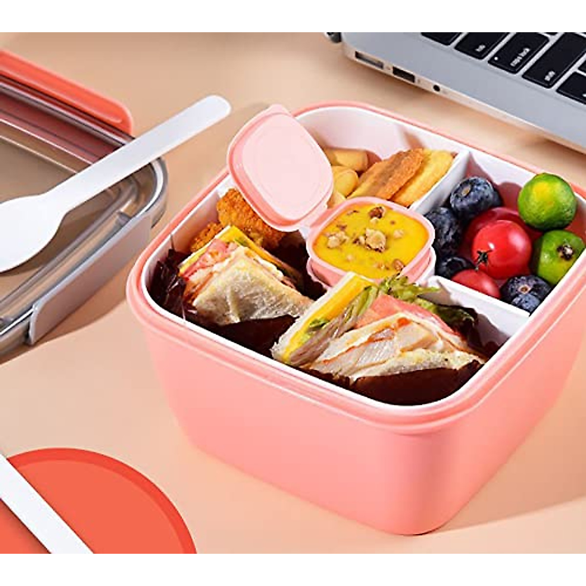 Cezoyx 3 Pack Salad Lunch Container To Go, 52 Oz Reusable Salad Bowl with 3 Compartment, Salad Dressings Container for Salad Toppings, Fruit, Lunch