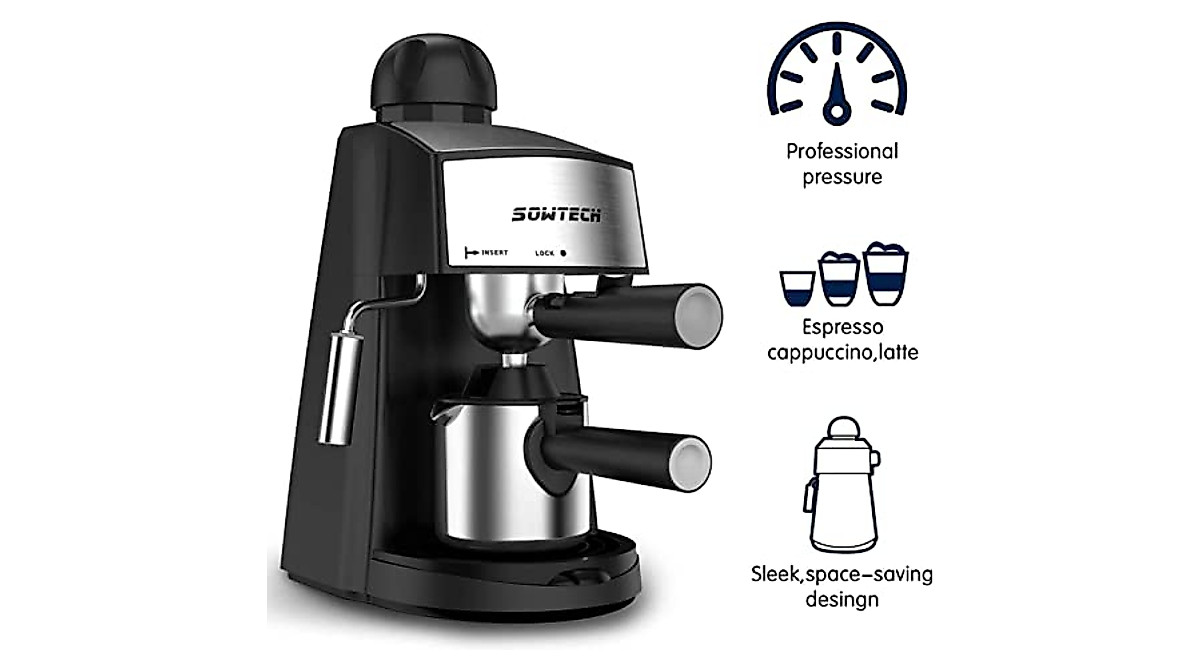 SOWTECH Espresso Machine - Easy Home Coffee Maker with Steam Frother