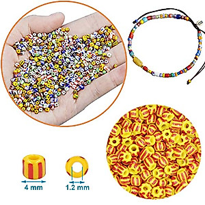 EuTengHao 6000pcs Striped Seed Beads Small Craft Glass Seed Spacer Beads Set for DIY Bracelet Necklaces Crafting Jewelry Making Supplies with Bracelet String (250Pcs Per Color, 4mm, 24 Colors)