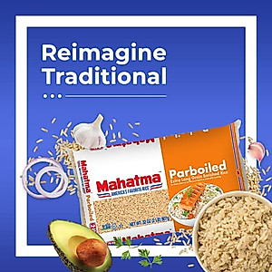 Mahatma Extra Long Grain Enriched Parboiled Rice/Gold Rice, Extra Long Grain Rice Bulk Bag, 32-Ounce Rice Bag