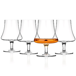 LUXBE - Bourbon Whiskey Brandy Crystal Glasses Goblet Snifter, Set of 4 - Handcrafted LeadFree Glass - Great for Spirits Drinks - Scotch Cognac - 8.5oz - 250ml