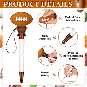 Lincia 24 Pcs Sport Funny Pen Hoop Ballpoint Novelty Bulk Plastic Sports Soccer Basketball Baseball Football Tennis Golf Themed Pen for Birthday Party School Award Party Favor Supplies(Football)