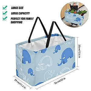 Cartoon Elephant Full Print Large Capacity Laundry Organizer Tote Bag - Reusable and Foldable Oxford Cloth Shopping Bags