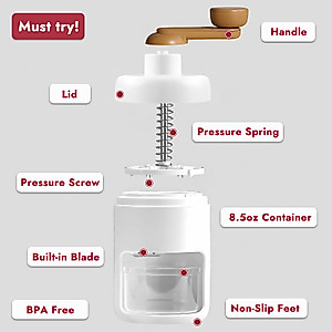 Snow Cone Machine Manual, Shaved Ice Maker Machine for Home, Ice Shaver Hand Crank, Slushy Maker Machine, Ice Crusher for Snow Cones, Ideal for Outdoor Picnics, Portable