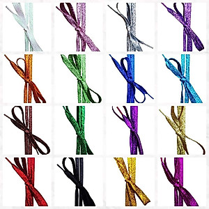 16 Pairs Multicolor Metallic Glitter Flat Shoelaces for Sneakers,43" Shoe Laces Strings