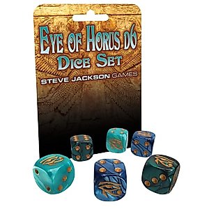 Eye of Horus d6 Dice Set | 6 Pcs | 19mm Six-Sided | Pearlized Dice | Tabletop Roleplaying Games | RPG | from Steve Jackson Games