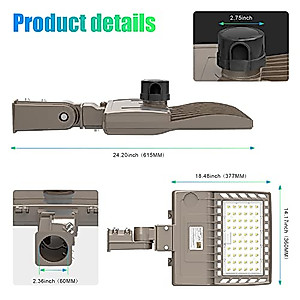 150W LED Parking Lot Area Lights with Photocell 21000LM 650W MH Equiv UL DLC lP65 5000K Dusk to Dawn Street Light Outdoor LED Shoebox Pole Light for Back Yard Roadway Tennis Court Fixture Slip Fitter