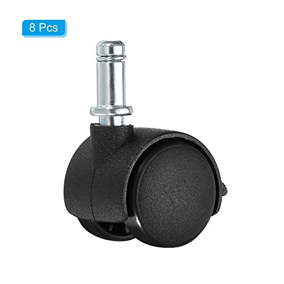 PATIKIL 1 Inch Swivel Casters, 8 Pack Nylon 360 Degree Universal Circlip Swivel Stem Wheels with Brake for Chair Furniture Replacement, Black