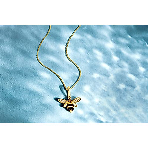 LE VIAN 1/10 Carat White and Chocolate Diamond and Enamel Honey Bee Pendant Necklace for Women in 14k Yellow Gold (Brown, cttw) on 18 Inch Long Chain by LeVian