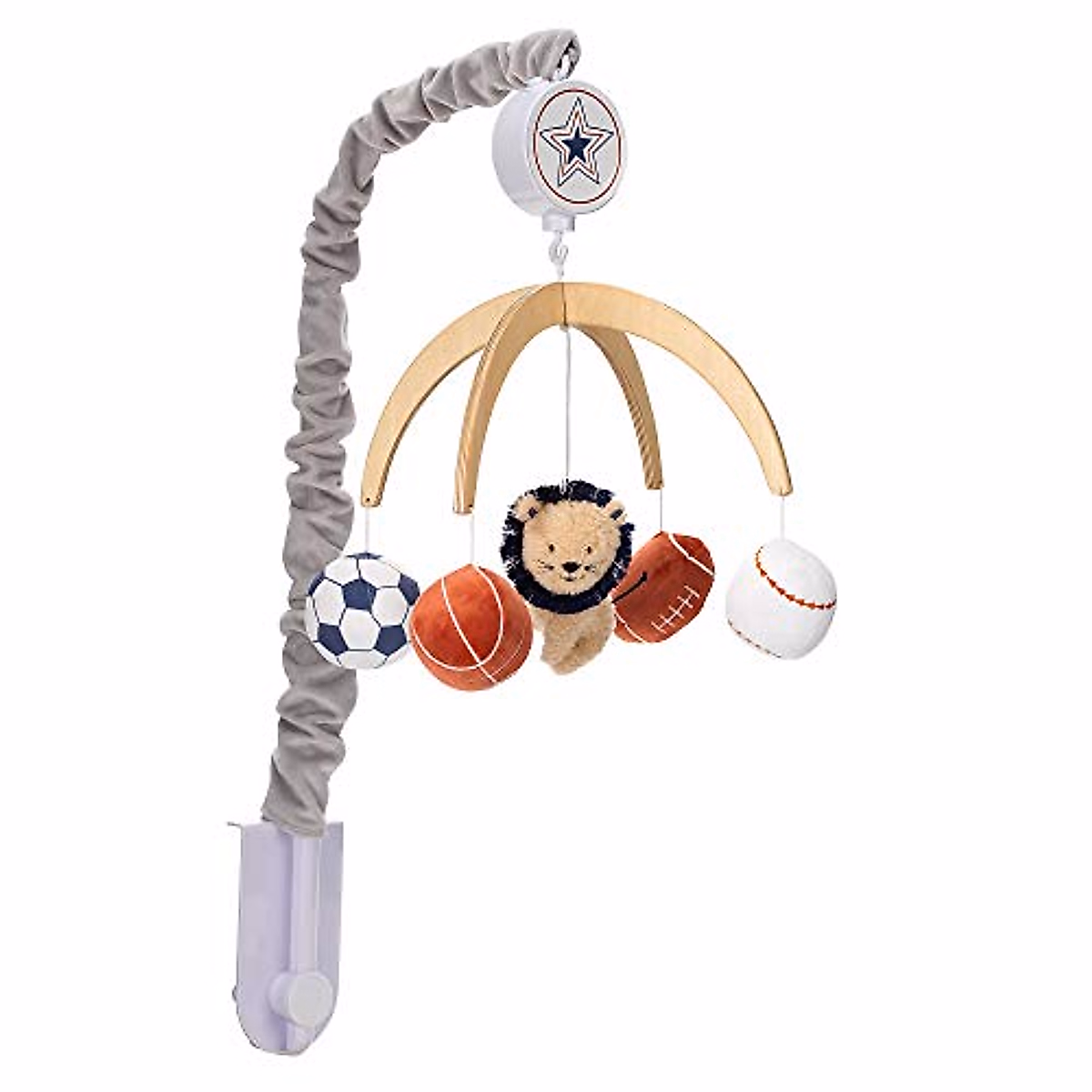 Lambs & Ivy Hall of Fame Lion/Sports Balls Musical Baby Crib Mobile Soother Toy