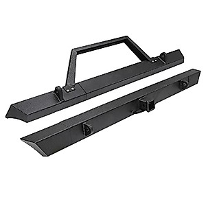 Autoholic Front Bumper & Rear Bumper Kit Fit for 1984-2001 Jeep Cherokee XJ with Hitch Receiver D-rings